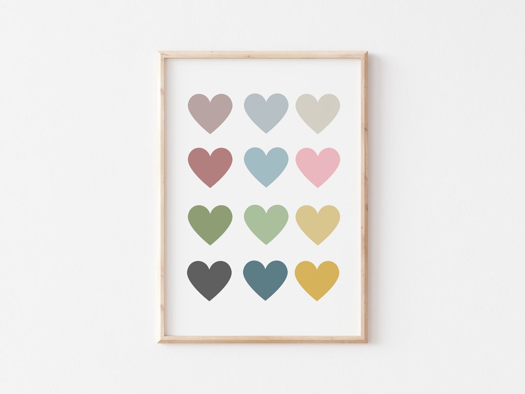 Heart Printable Nursery Wall Art Hearts Print for Kids Nursery Decor ...