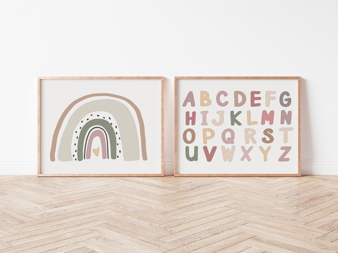 Set of ABC & Rainbow Instant Download Kids Room Art Printable Nursery ...