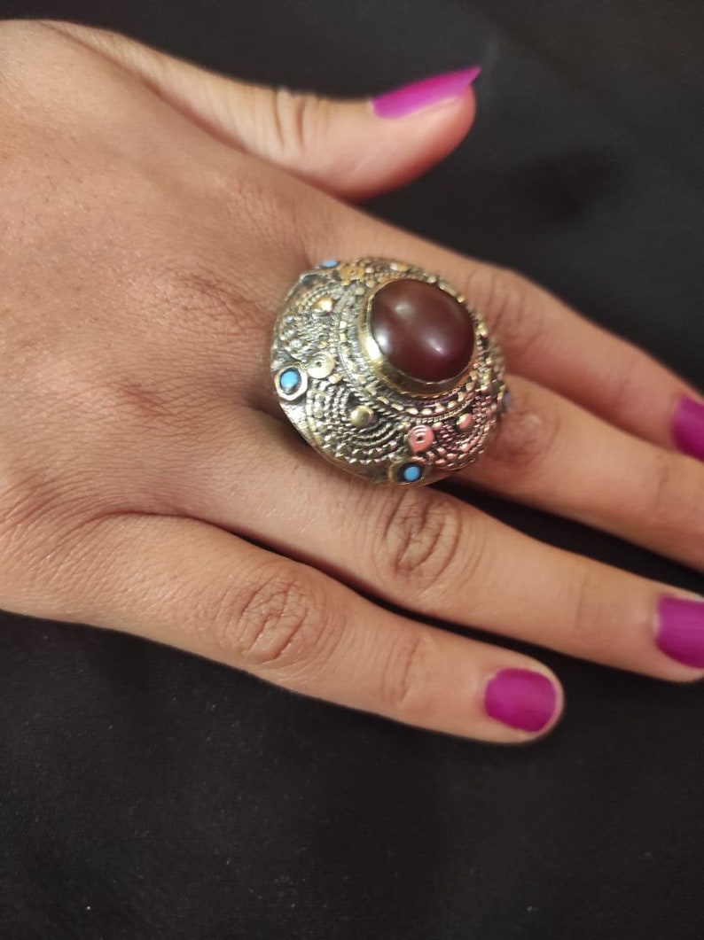 Massive Kuchi Ring With Stone Stone Ring Tribal Ethnic Ring | Etsy