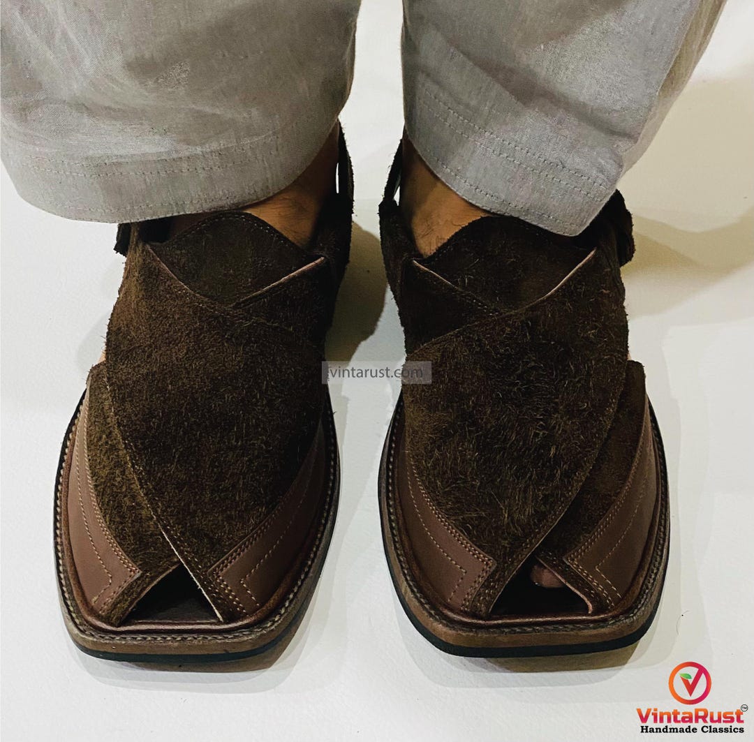 Classic Peshawari Sandals for Men, Stylish Dark Brown Suede Peshawari ...