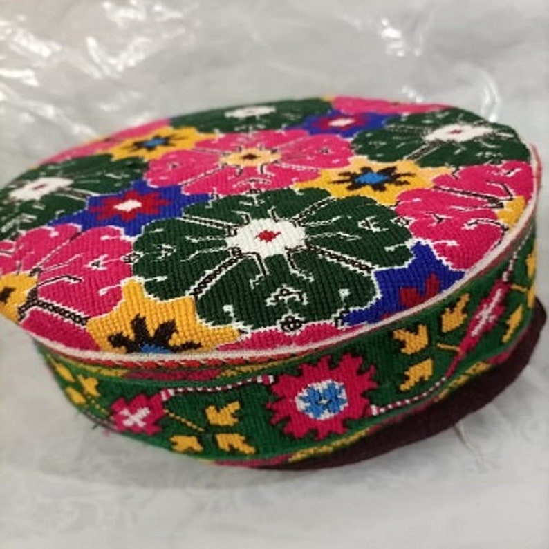 Floral Cap Hunza Headwear Winter Hat Chunky Traditional Warm | Etsy