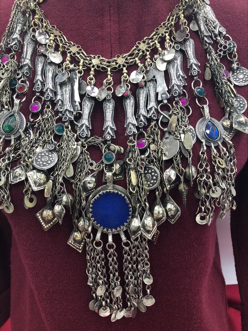 Afghan Vintage Silver Kuchi Fish Oversized Choker Necklace - Etsy