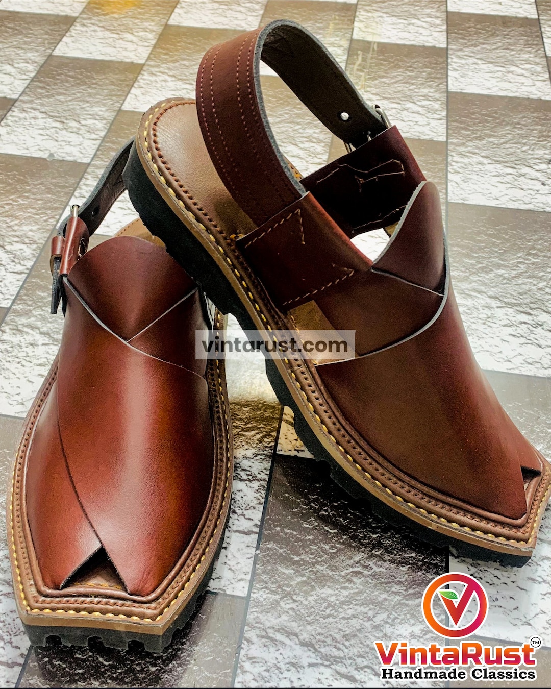 Handmade Leather Peshawari Chappal: Traditional Kaptaan Sandal - Etsy