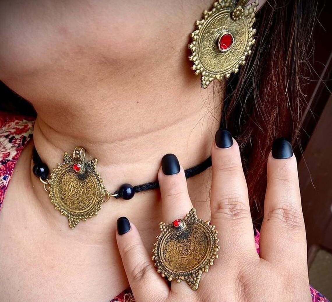 Vintage Coin Jewelry Set Choker Necklace Ring and Earrings - Etsy