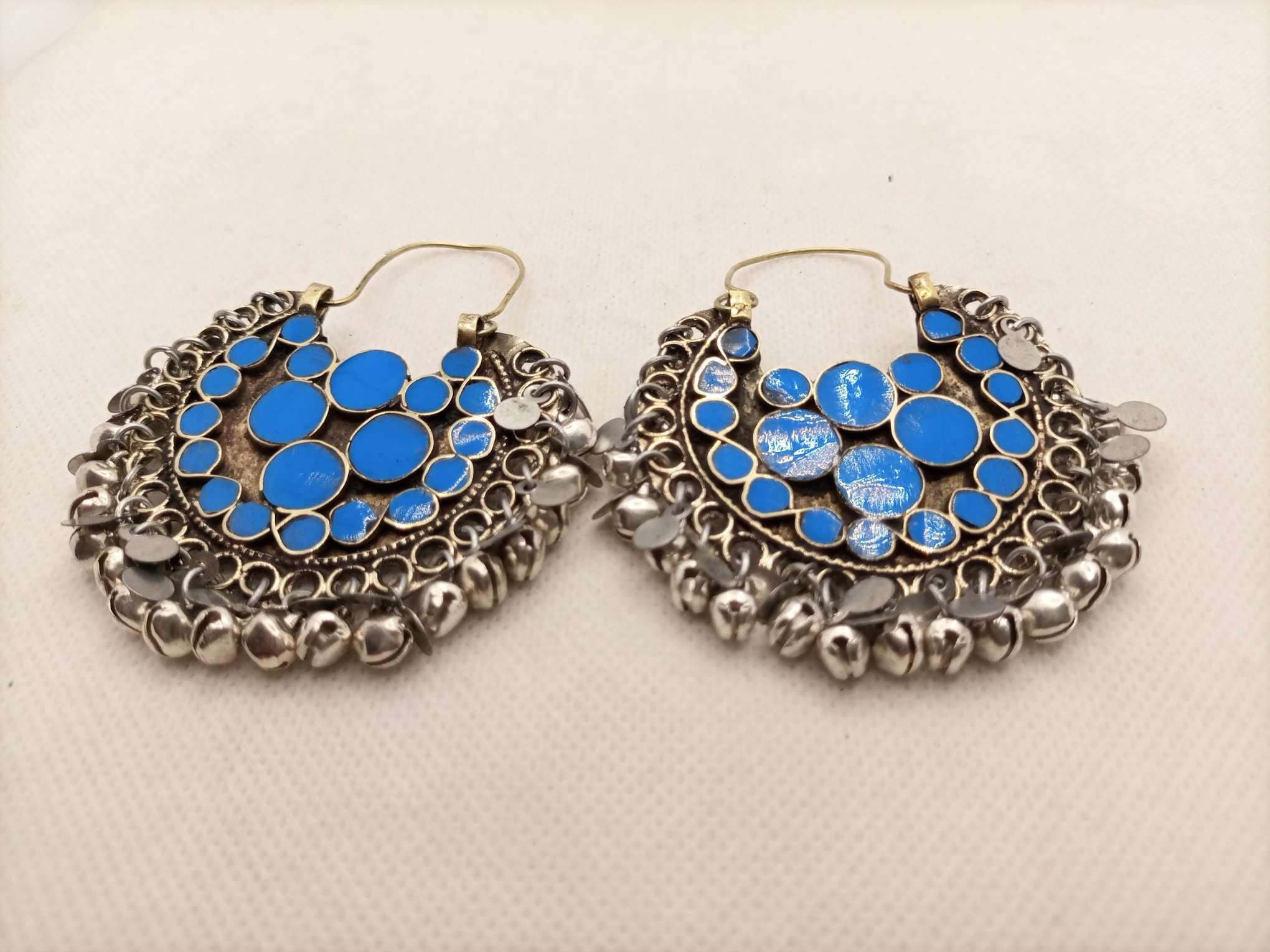 Blue and Silver Kuchi Earrings Afghan Tribal Kuchi Bali | Etsy