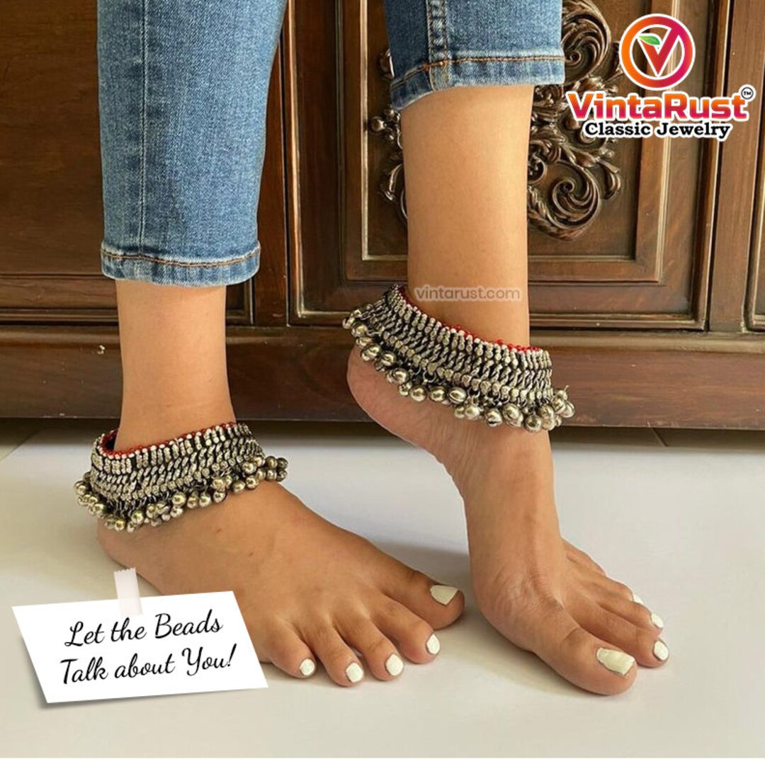Silver Anklets, Handmade Tribal Anklets, Vintage Afghan Silver Anklets ...