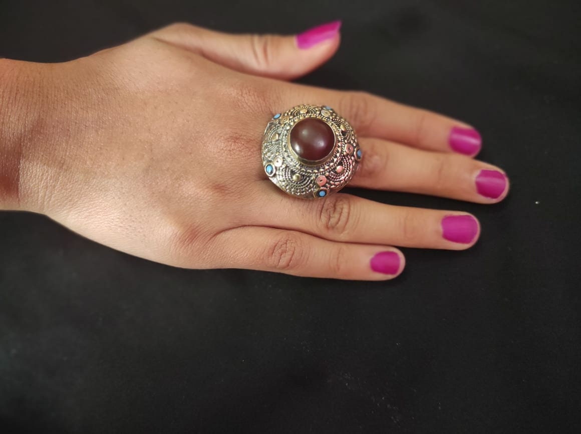 Massive Kuchi Ring With Stone Stone Ring Tribal Ethnic Ring | Etsy