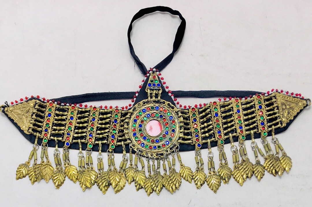 Vintage Kuchi Headpiece , Afghan Headpiece With Colorful Glass Stones ...