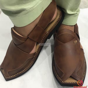 Handmade Leather Peshawari Chappal Sandal: Traditional Tan Gents Shoes ...