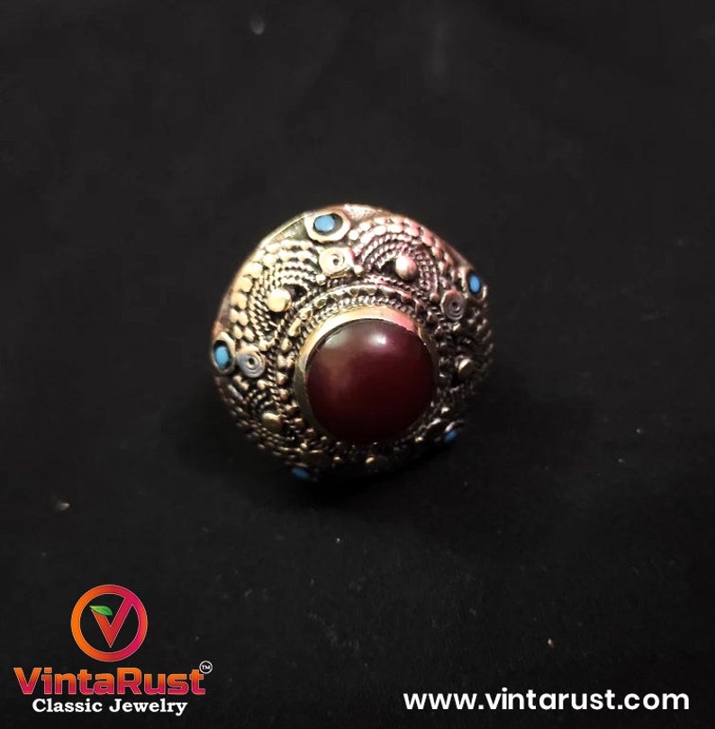 Massive Kuchi Ring With Stone Stone Ring Tribal Ethnic Ring - Etsy