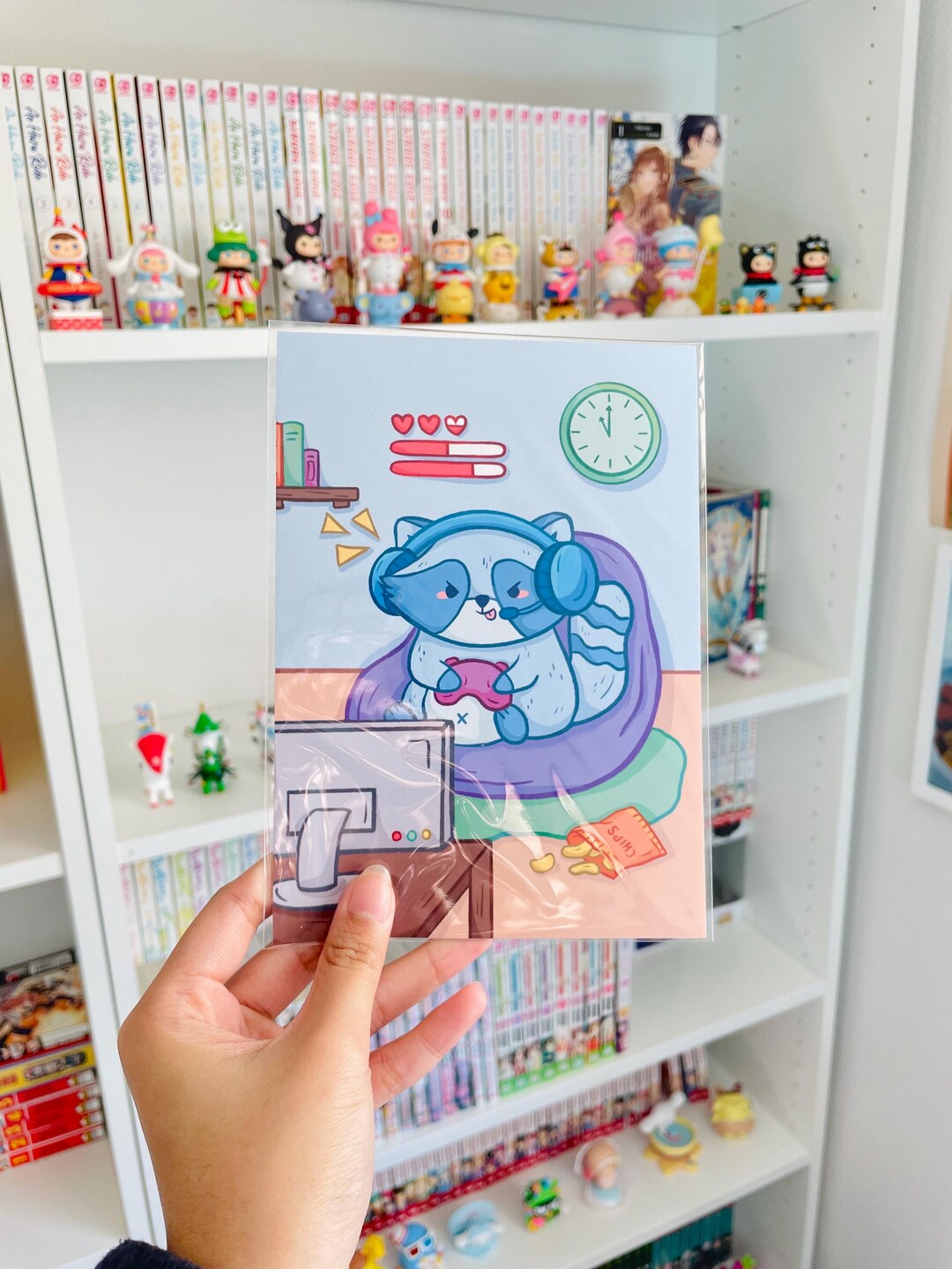 Gamer Raccoon Mini Art Print - Etsy