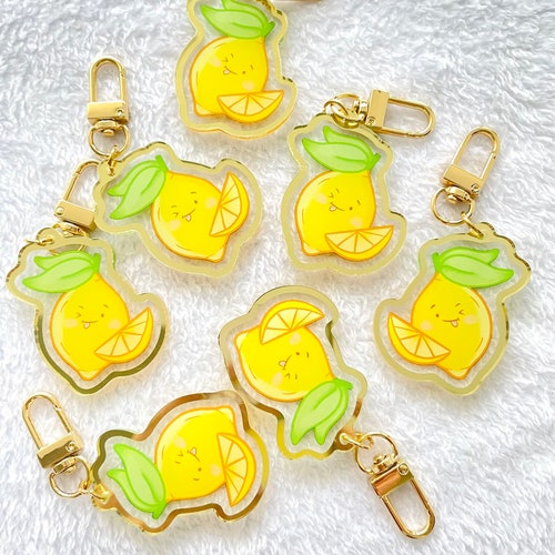 Squeeze the Day Lemon Themed Acrylic Keychain - Etsy