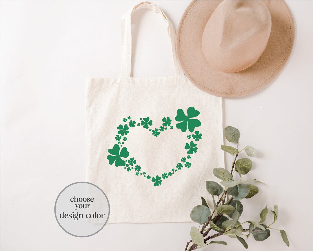 Heart Clover Tote Bag, St. Patrick's Day Tote Bag, Lucky Tote Bag ...
