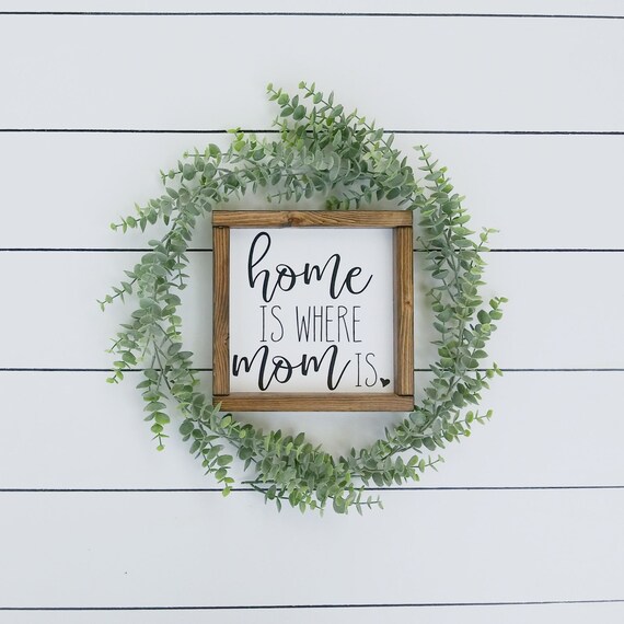 Mom is Where Home is Sign Mini Wooden Shelf Sign Farmhouse | Etsy