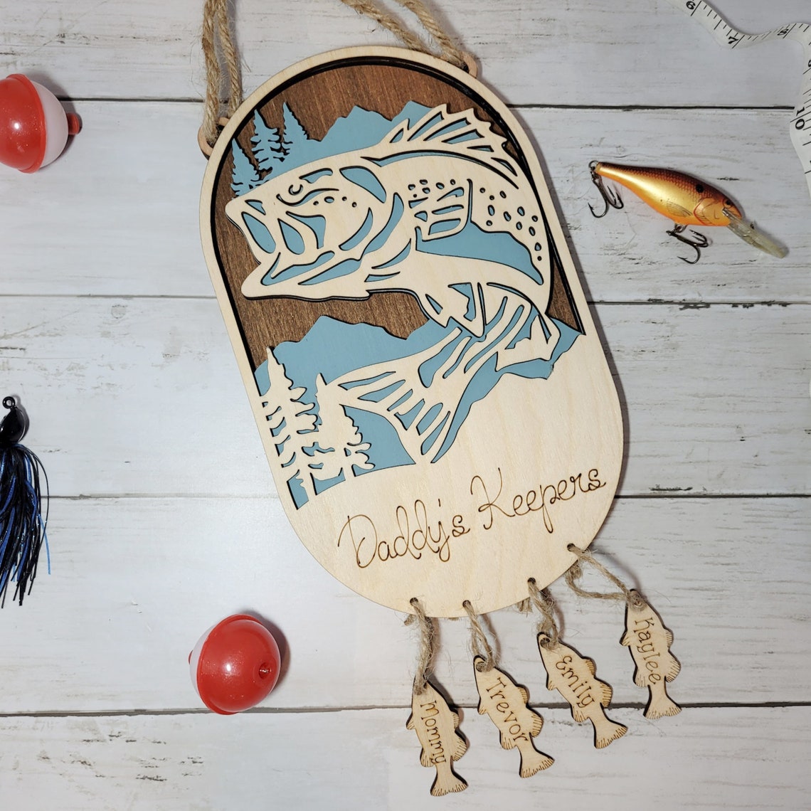 Daddy's Keepers Fish Sign, Fathers Day Gift From Kids, Fishing Gift for ...