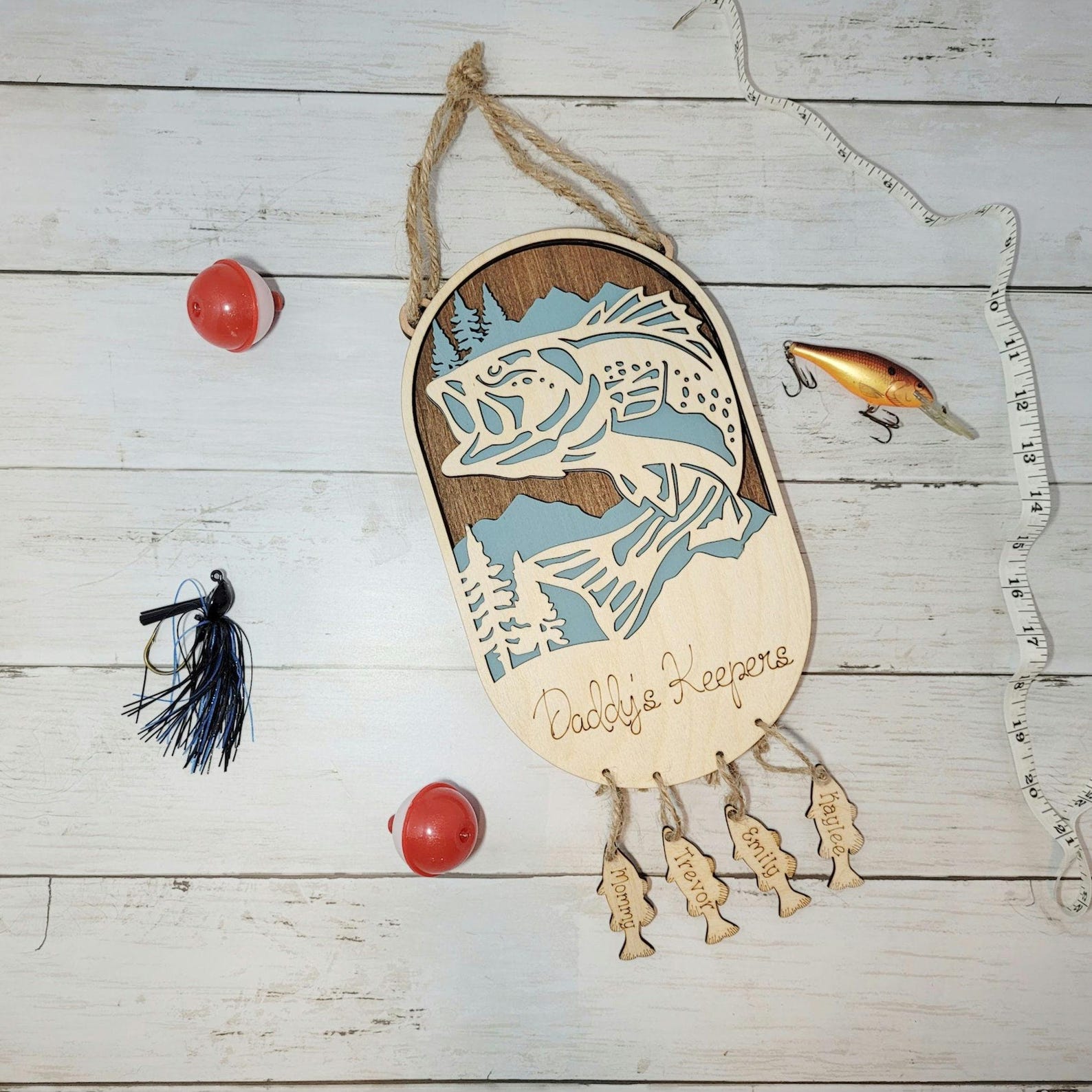 Daddy's Keepers Fish Sign, Fathers Day Gift From Kids, Fishing Gift for ...
