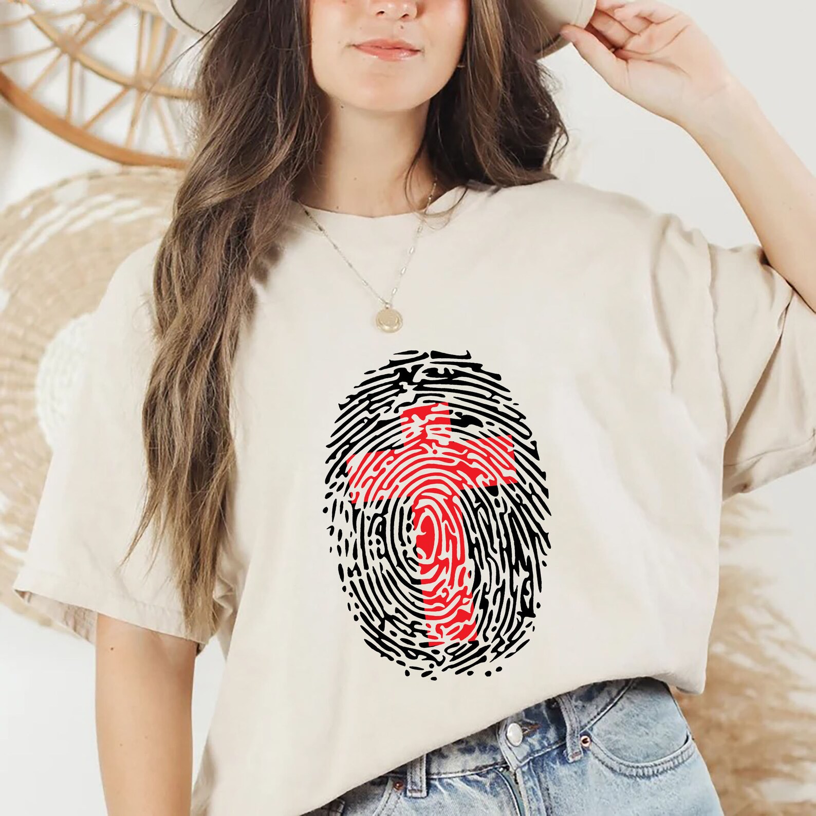 Fingerprint God Cross Shirt, Religious Jesus Christs T-shirt for ...