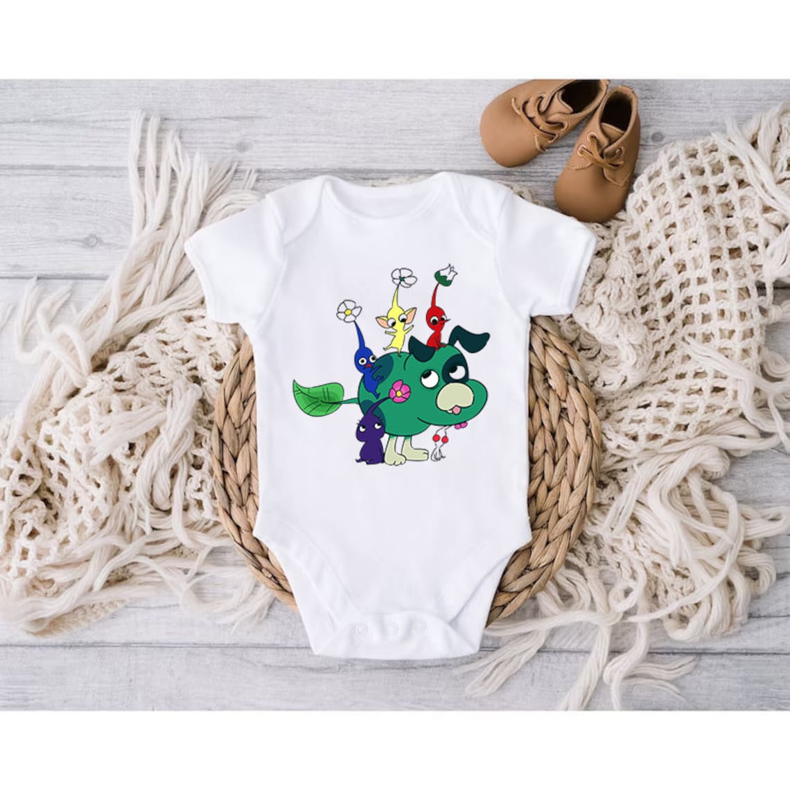 Cute Pikmin Baby Onesie, Pikmins Line Art Baby Onesie®, Video Game Baby ...