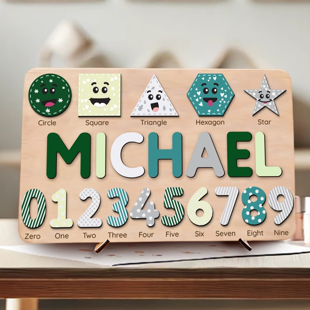 Personalized Name Puzzle With Numbers and Shapes, Educational Name ...