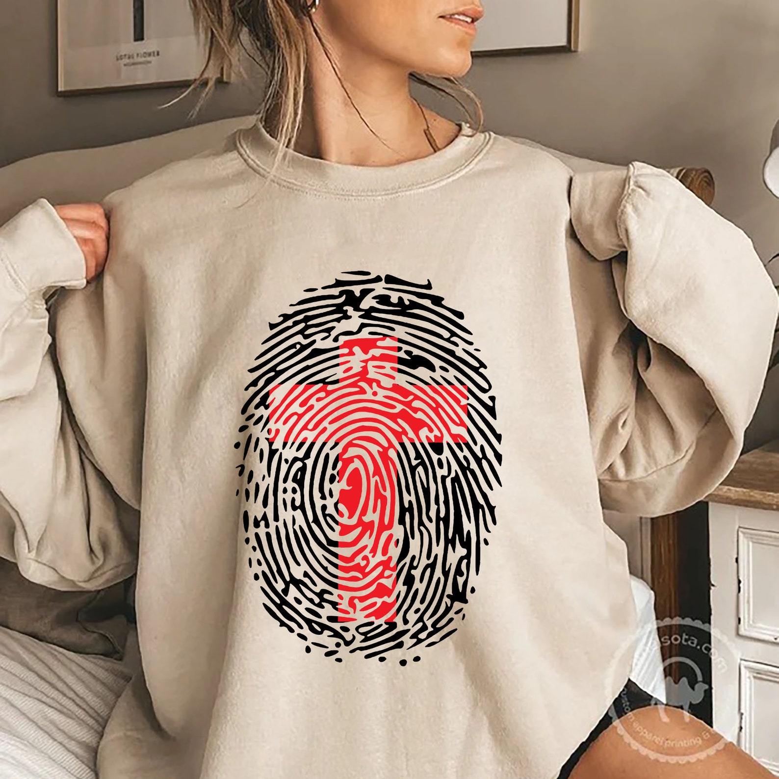 Fingerprint God Cross Shirt, Religious Jesus Christs T-shirt for ...