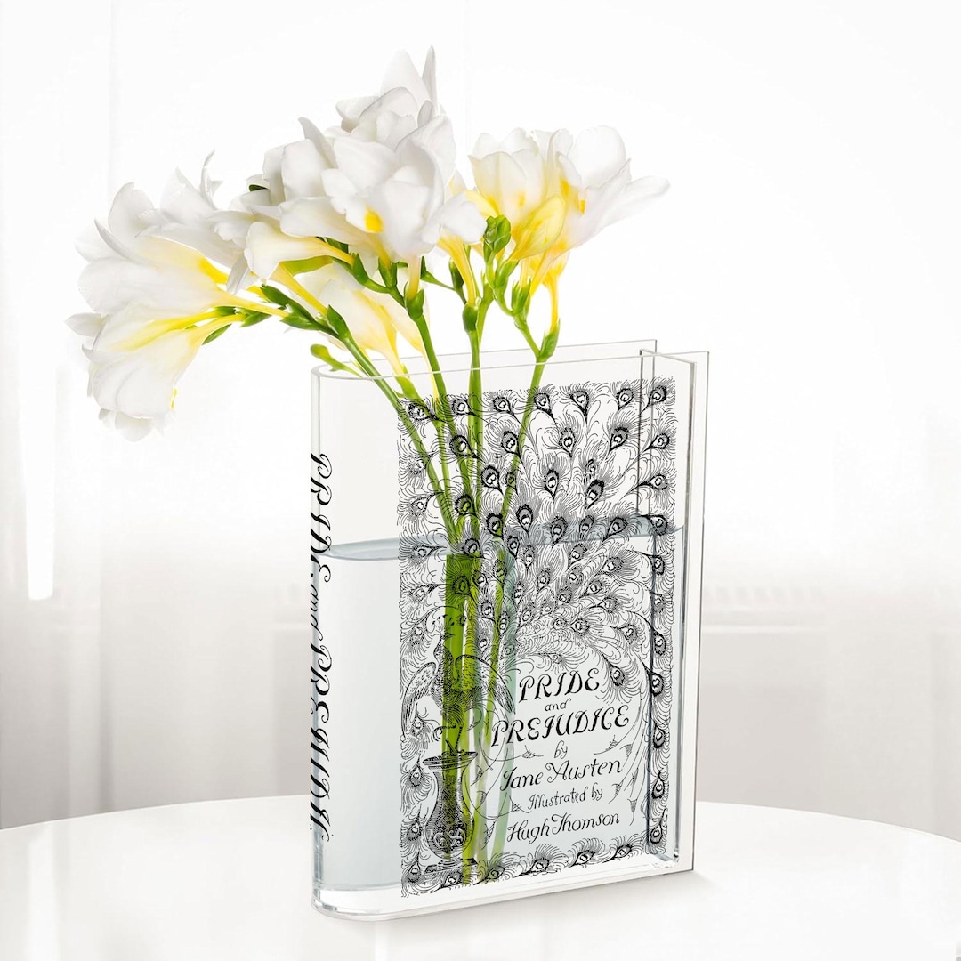 Pride and Prejudice Acrylic Book Vase, Literary Flower Vase, Book Lover ...
