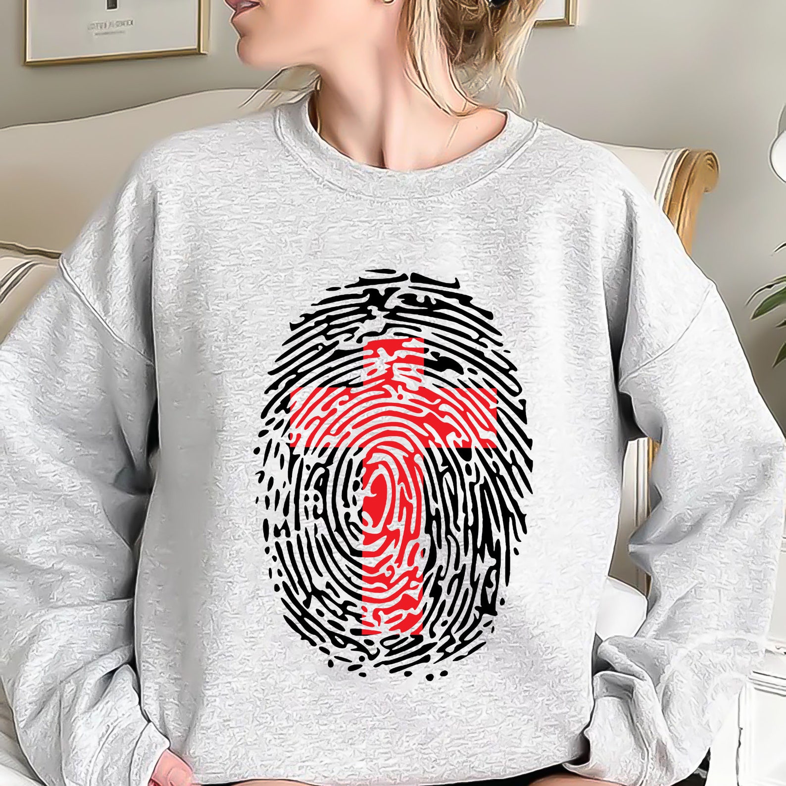Fingerprint God Cross Shirt, Religious Jesus Christs T-shirt for ...