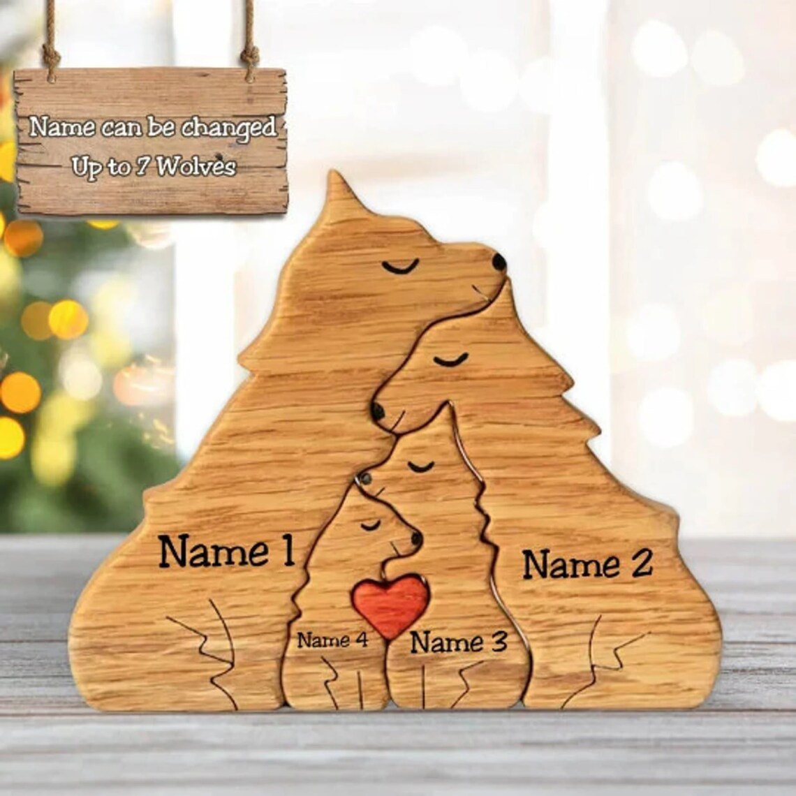 Custom Wooden Wolf Puzzle, Wolf Family Puzzle, Family Keepsake Gifts ...