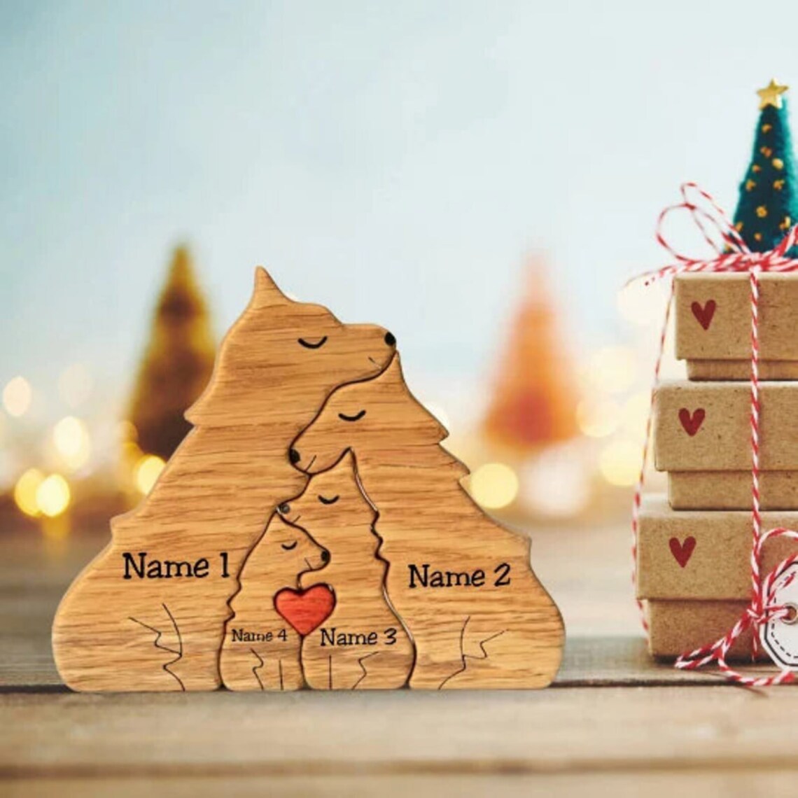 Custom Wooden Wolf Puzzle, Wolf Family Puzzle, Family Keepsake Gifts ...