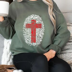 Fingerprint God Cross Shirt, Religious Jesus Christs T-shirt for ...
