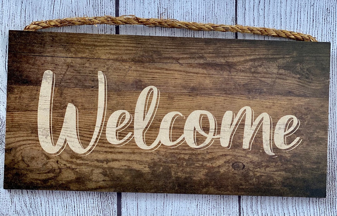 Welcome - MDF Sign With Rope - Etsy