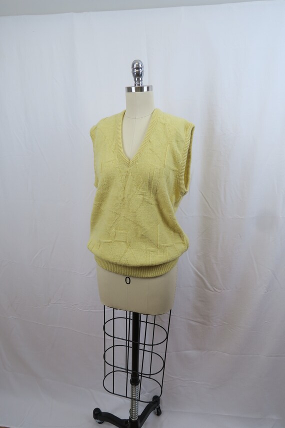 Vintage Butter Yellow Textured Knit Wool Sweater Vest - Gem