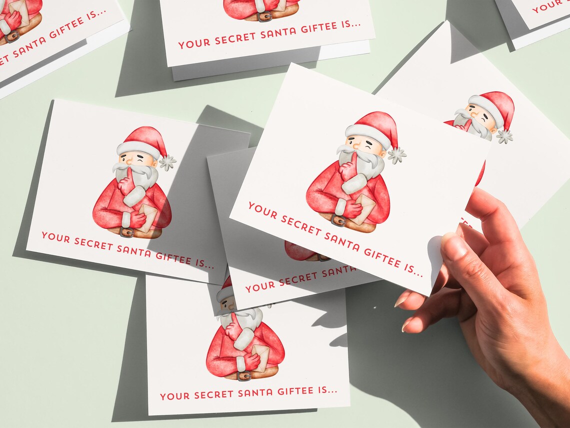 Set of 10 Handmade Secret Santa Cards Secret Santa Giftee Card ...