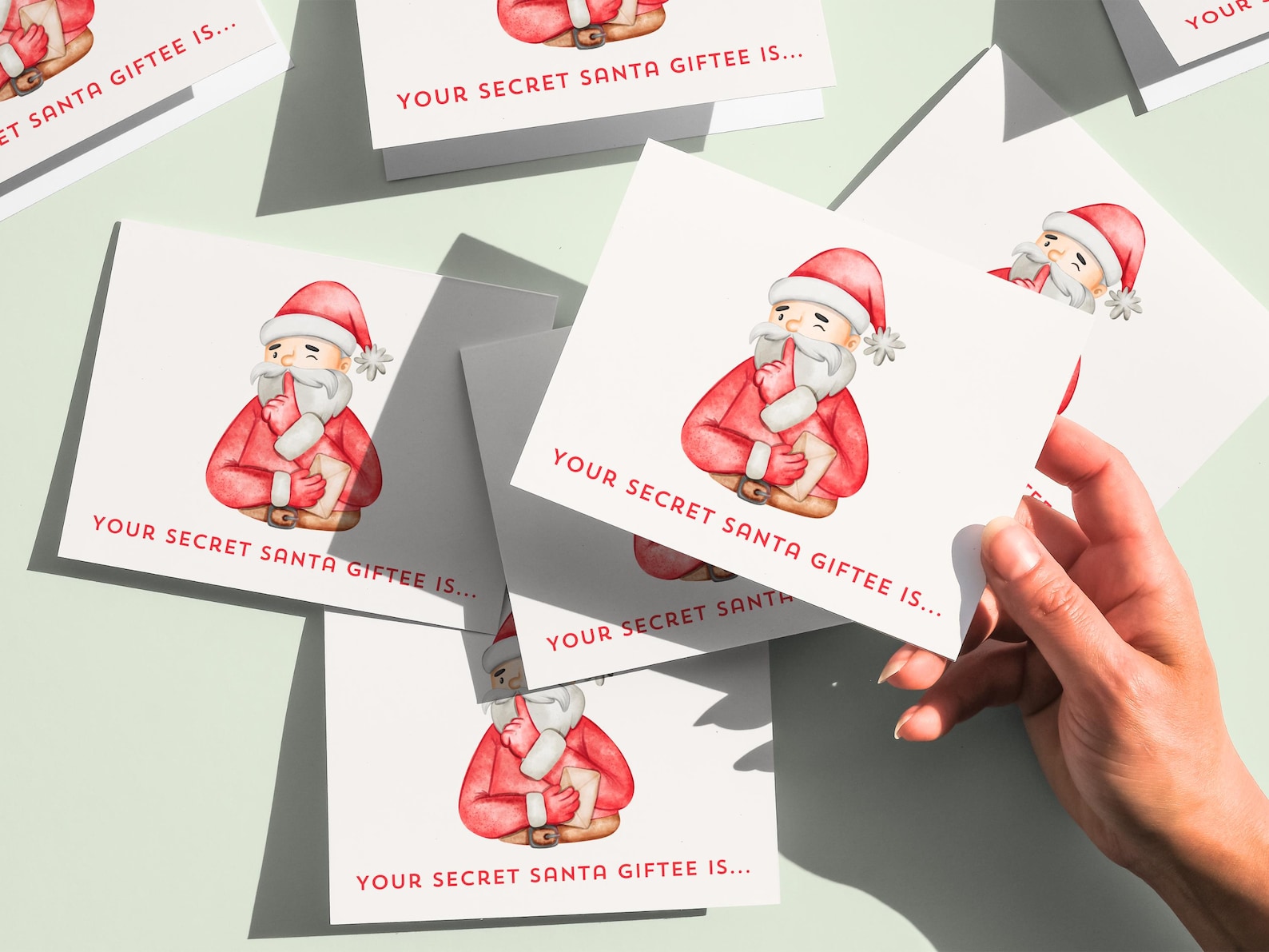 Set of 10 Handmade Secret Santa Cards Secret Santa Giftee Card ...