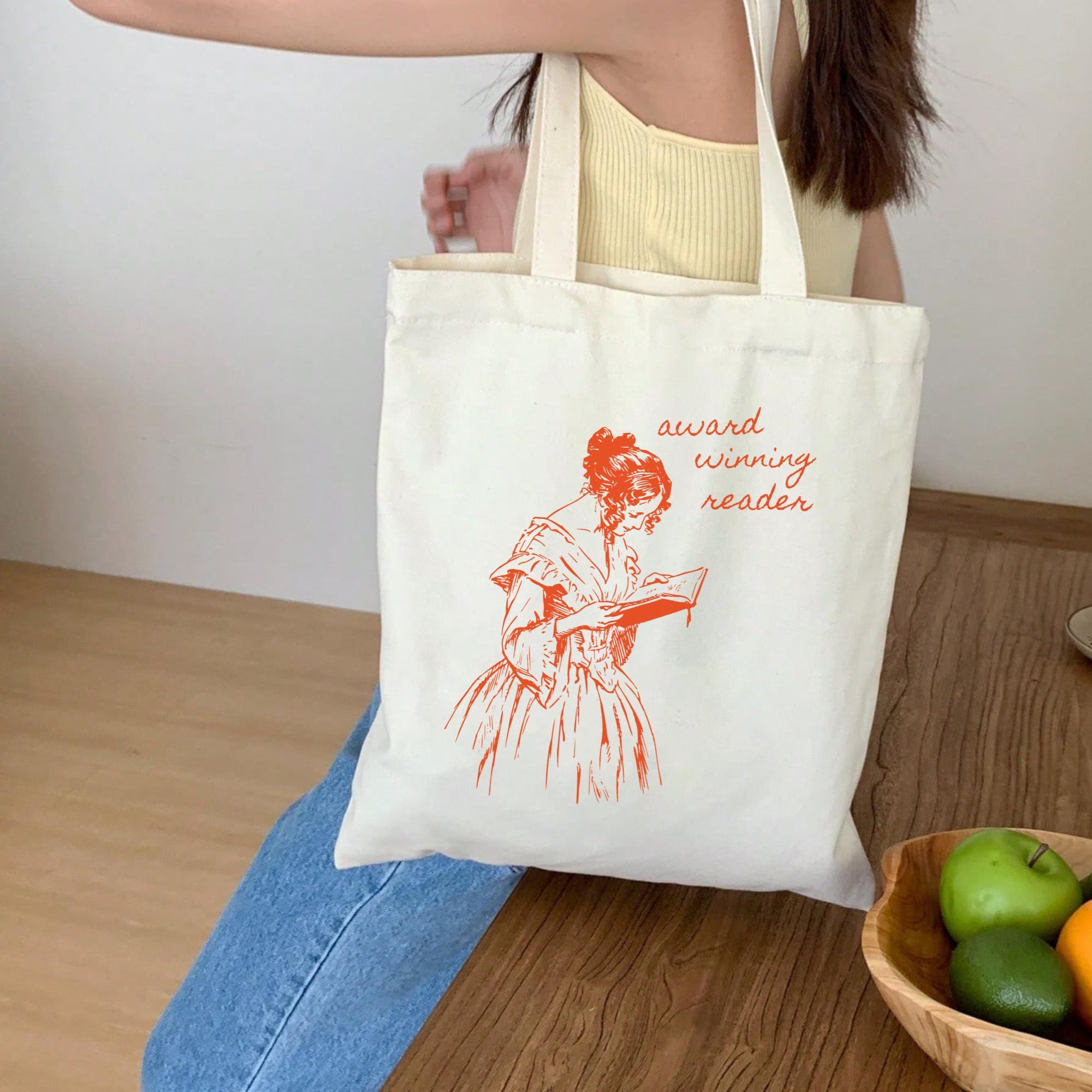 AWARD WINNING READER Tote Bag, Bookish Tote Bag, Bag for Books, Book ...