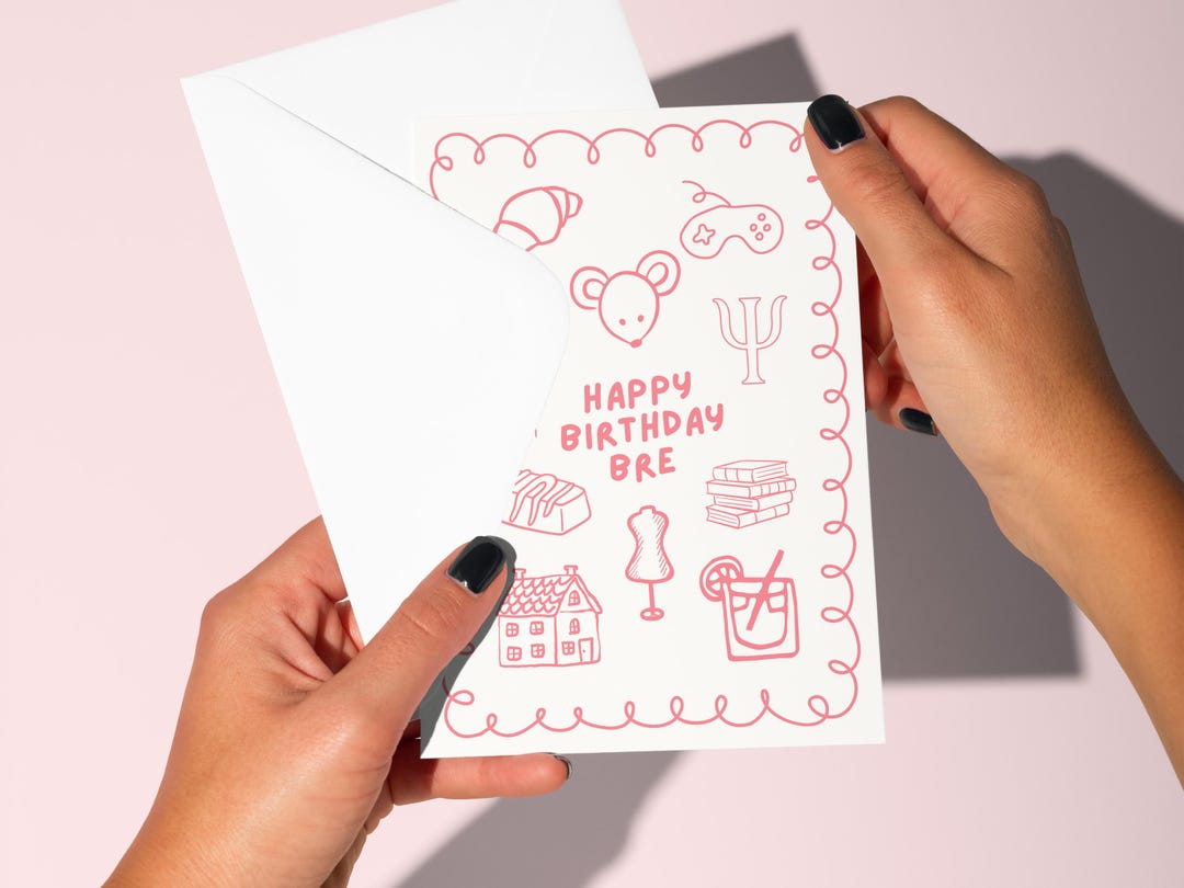 Custom Birthday Card With Name & Doodles – Personalized Birthday Gift ...