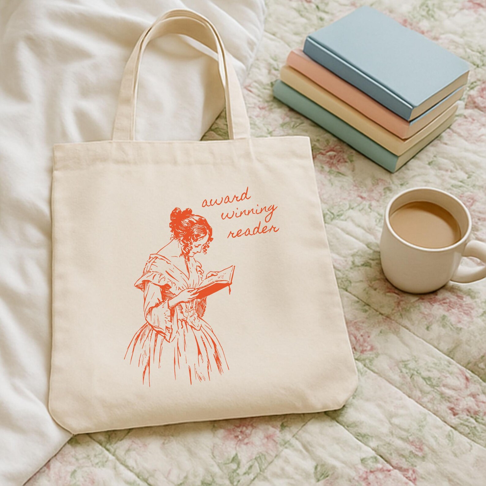 AWARD WINNING READER Tote Bag, Bookish Tote Bag, Bag for Books, Book ...