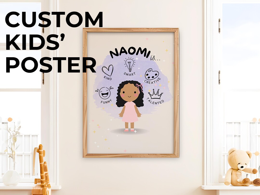 Personalized Kids’ Affirmation Poster, Custom Character & Positive ...