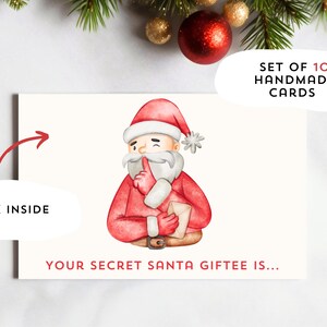 Set of 10 Handmade Secret Santa Cards Secret Santa Giftee Card ...
