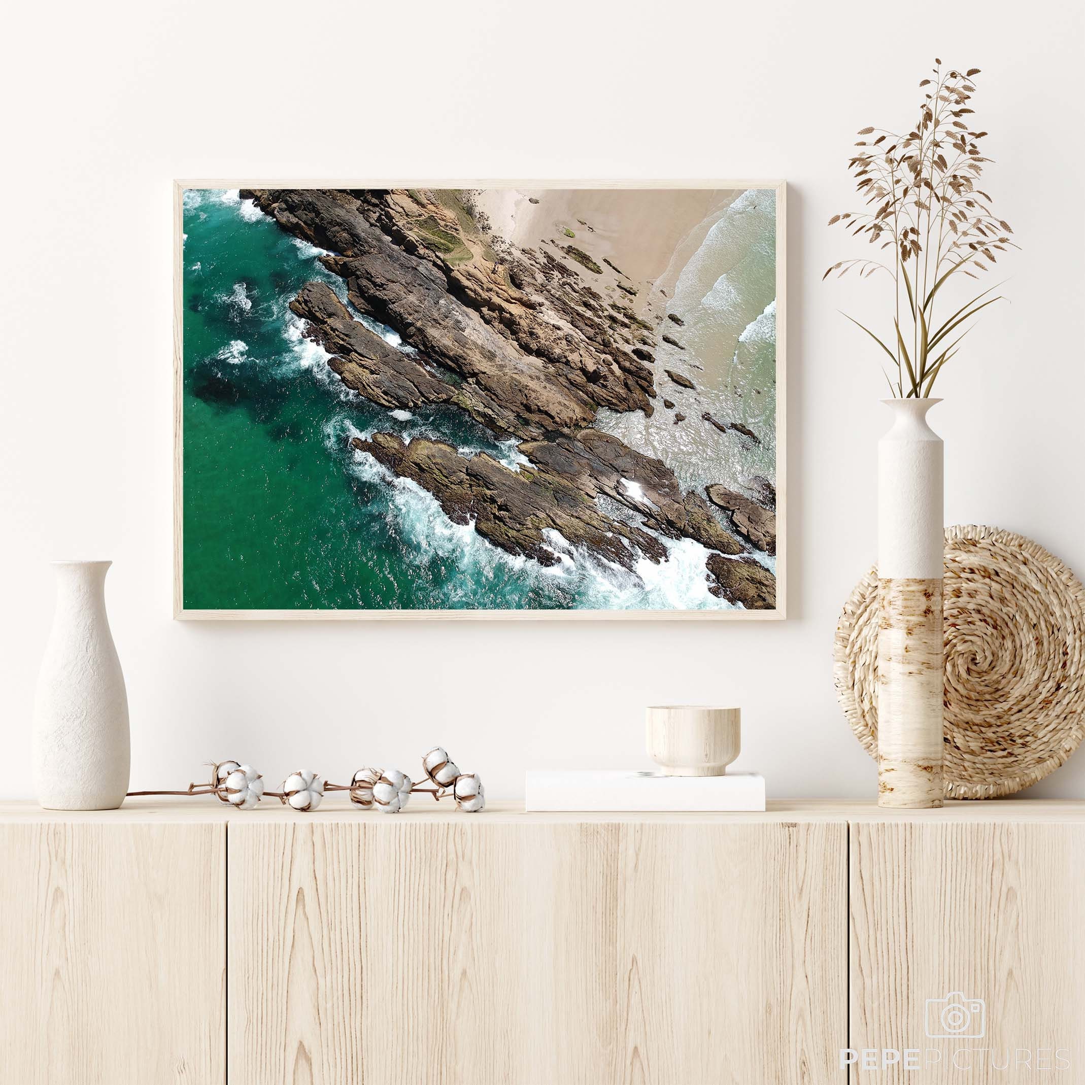 Digital Beach Print, Coastal Poster, Ocean Wall Art, Aerical Beach ...