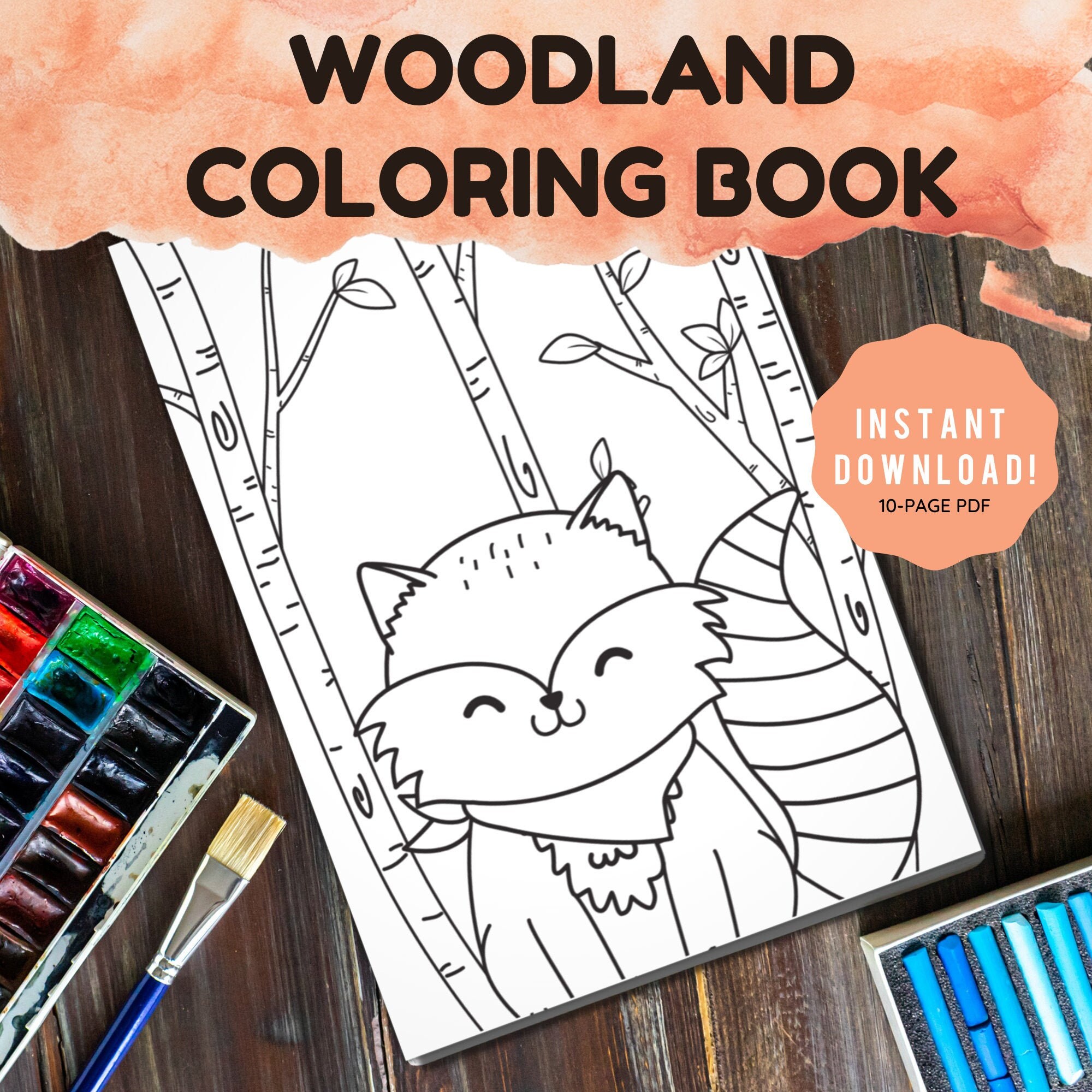 PRINTABLE WOODLAND COLORING Book Pages | Digital Download of 10 ...