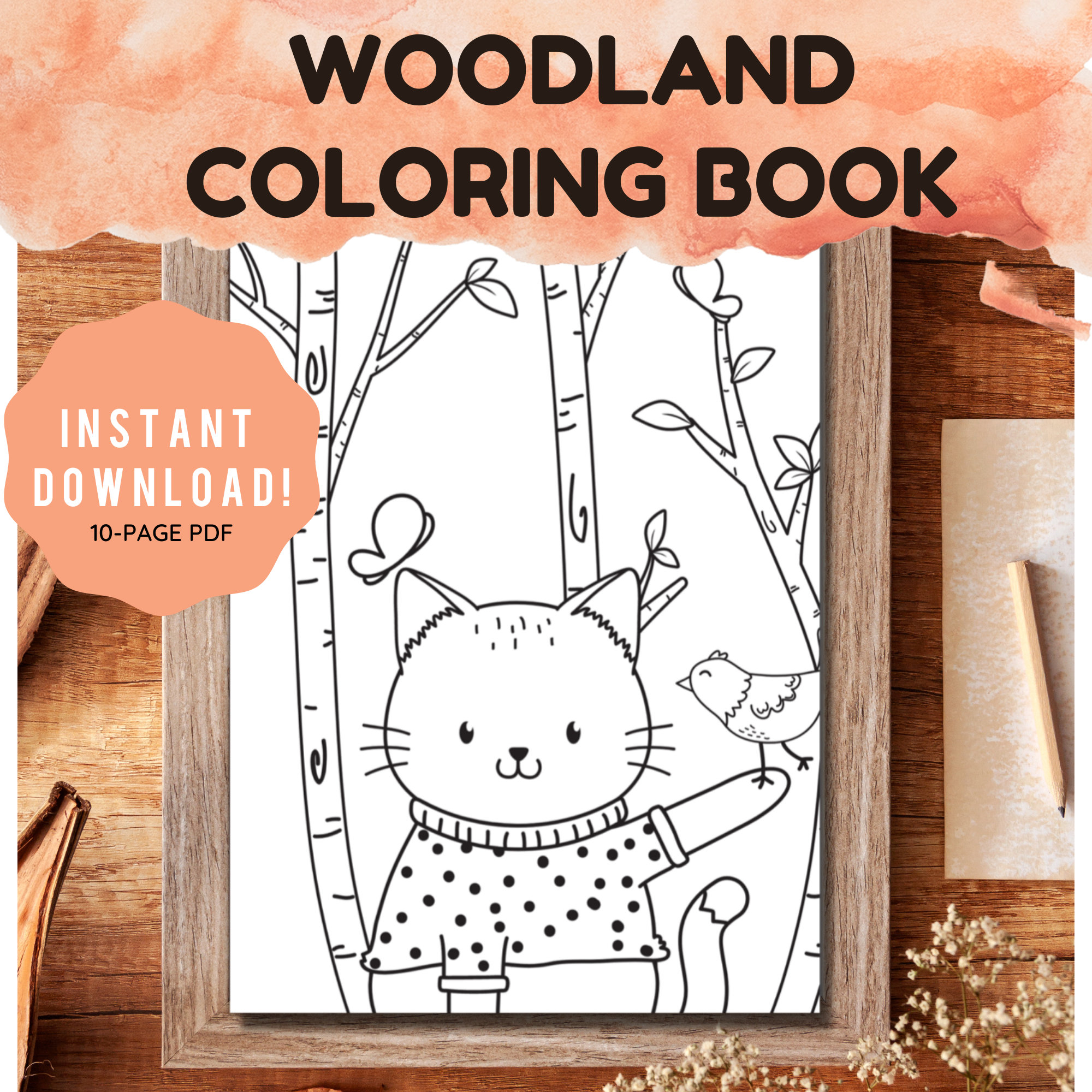 PRINTABLE WOODLAND COLORING Book Pages | Digital Download of 10 ...