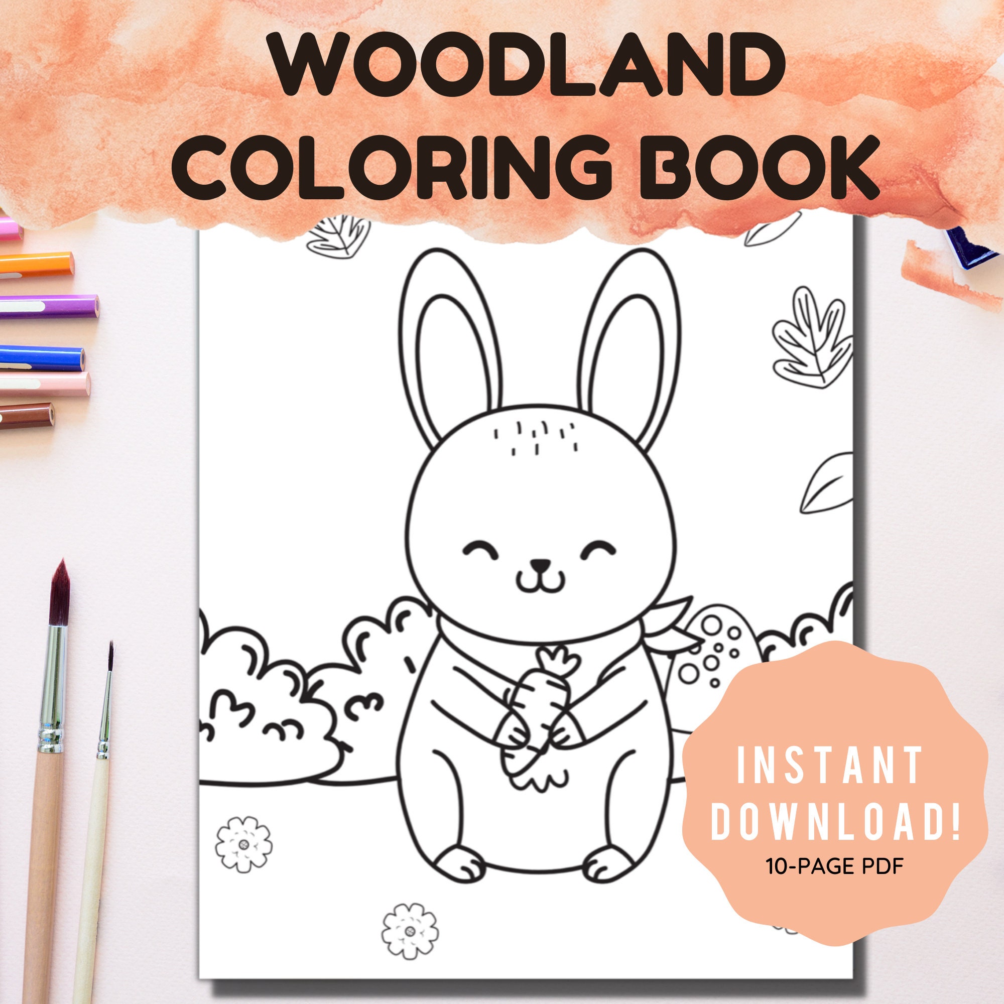 PRINTABLE WOODLAND COLORING Book Pages | Digital Download of 10 ...