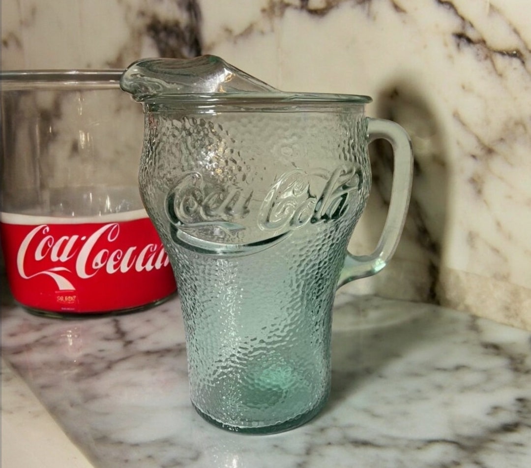 Vintage Coca Cola Green Pebbled Glass Pitcher 64oz - Etsy