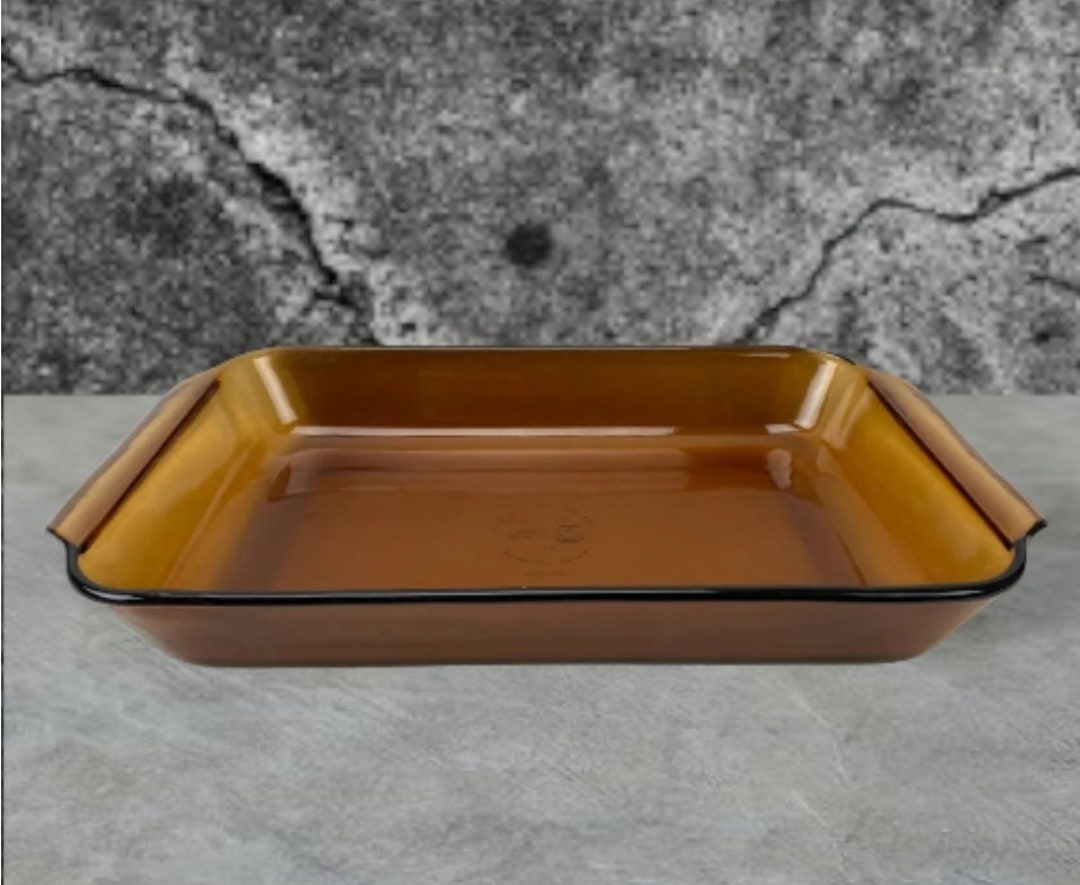 Anchor Hocking Amber Brown 3 Qt. Casserole Dish Glass Pan 440 Ribbed ...