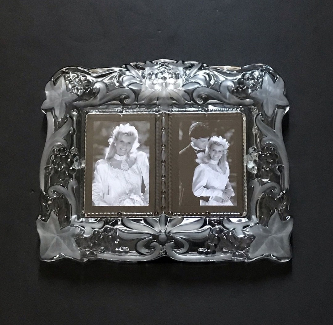 Mikasa Wedding Picture Frame Crystal Frosted Glass Detail Grapevine ...