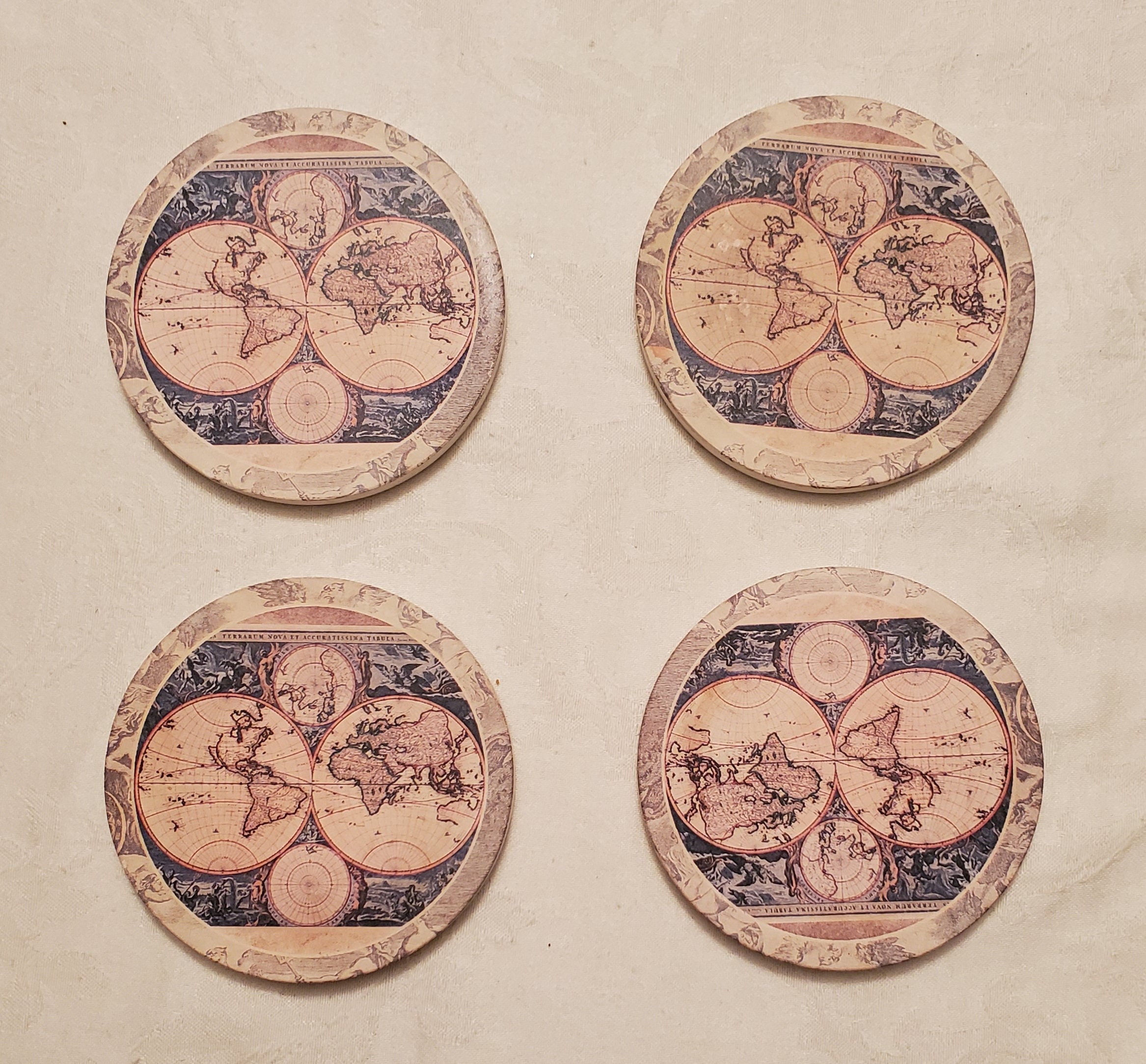 Vintage Old World Map Coasters Set of 4 - Etsy
