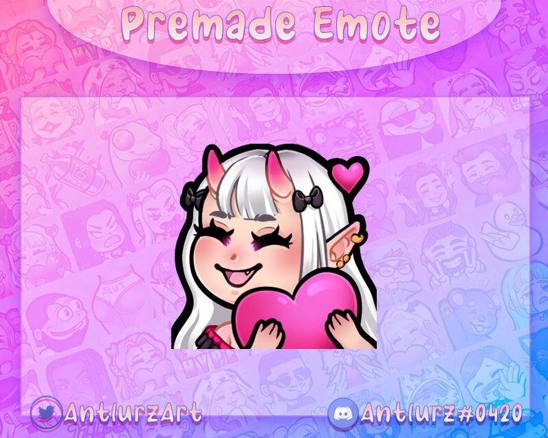 Premade Emote: Pink Demon Love DIGITAL COPY - Etsy