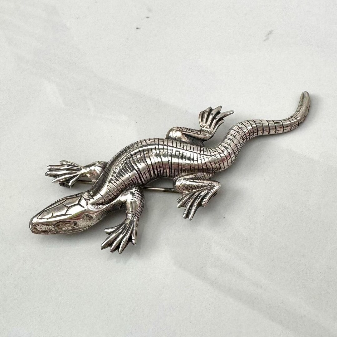 Vintage Sterling Silver Lizard Brooch - Komodo Dragon - Etsy