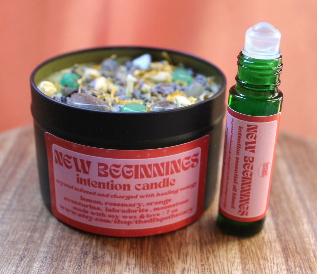 New Beginnings Intention Set Reiki Charged Intention Candle Crystal ...