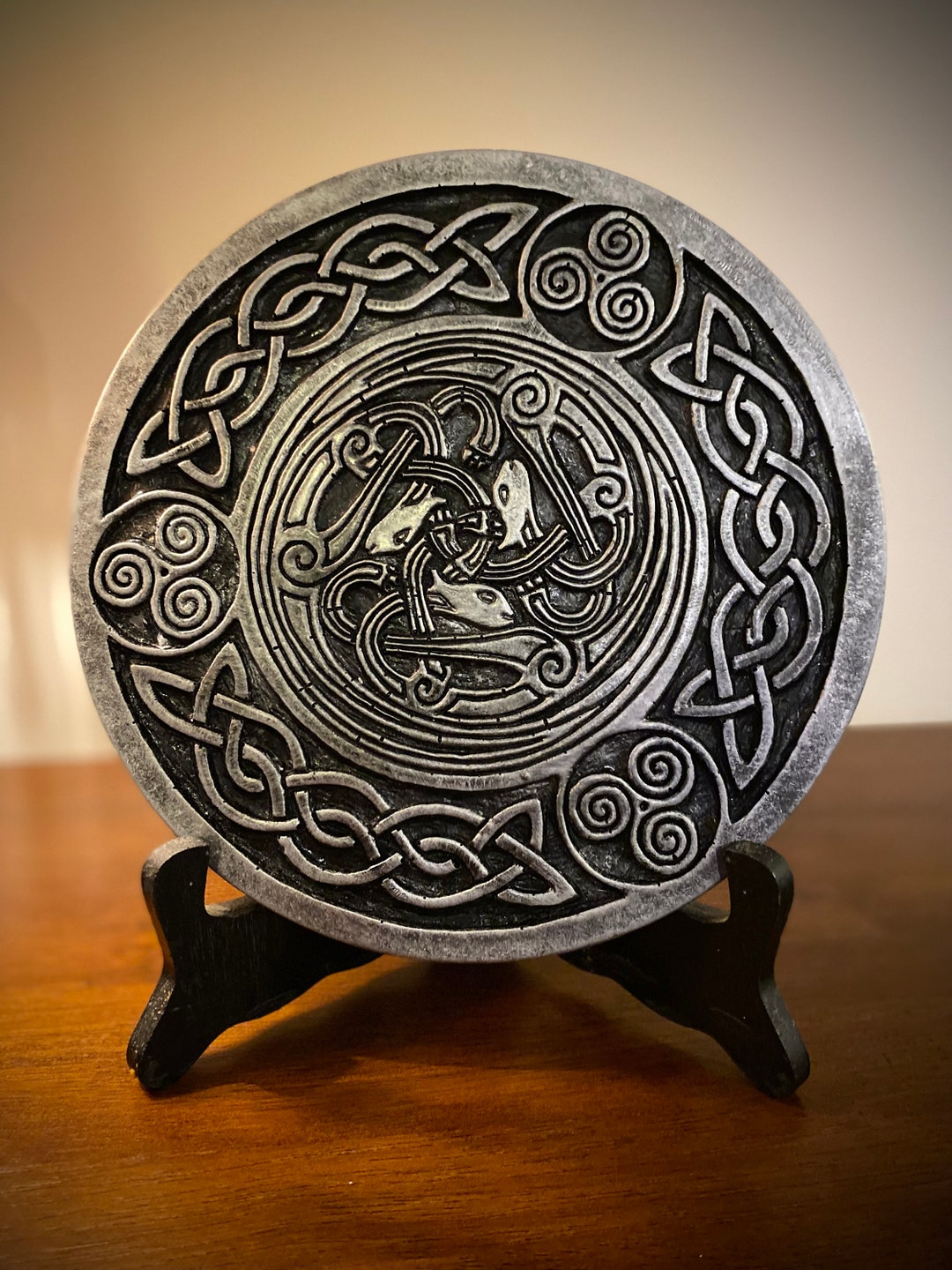 Celtic Cats Wall Medallion Silver Colored Finish - Etsy